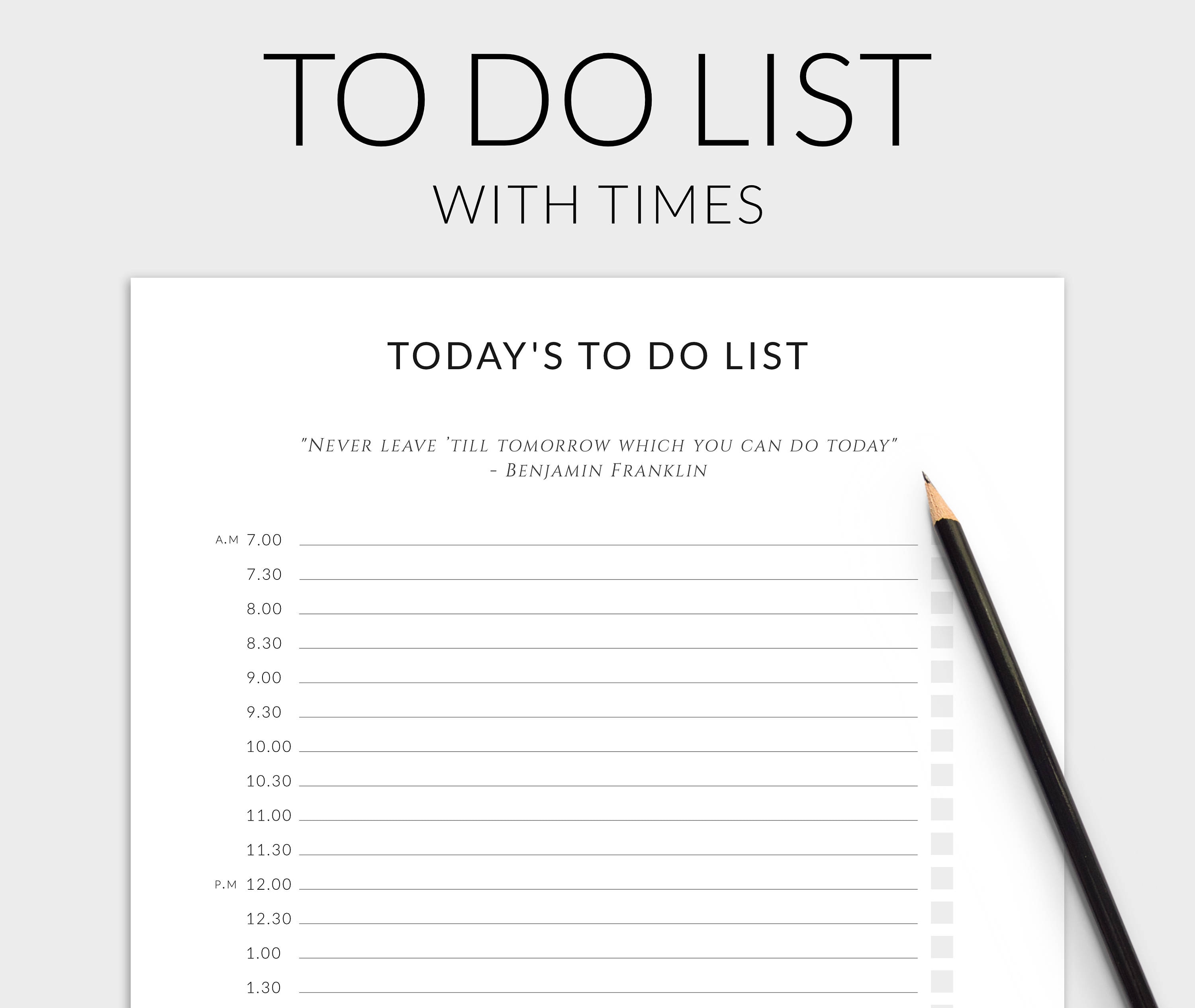 Printable to Do List With Times - Etsy