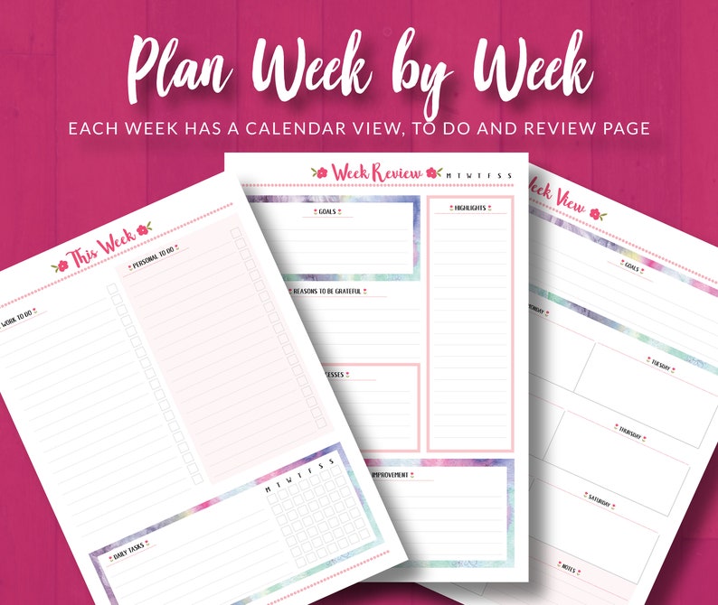 2019 Monthly Planner Printable, Weekly Planner Printable, Daily Planner ...