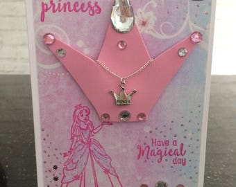 Hand Made Princess Birthday Card With Necklace - Etsy