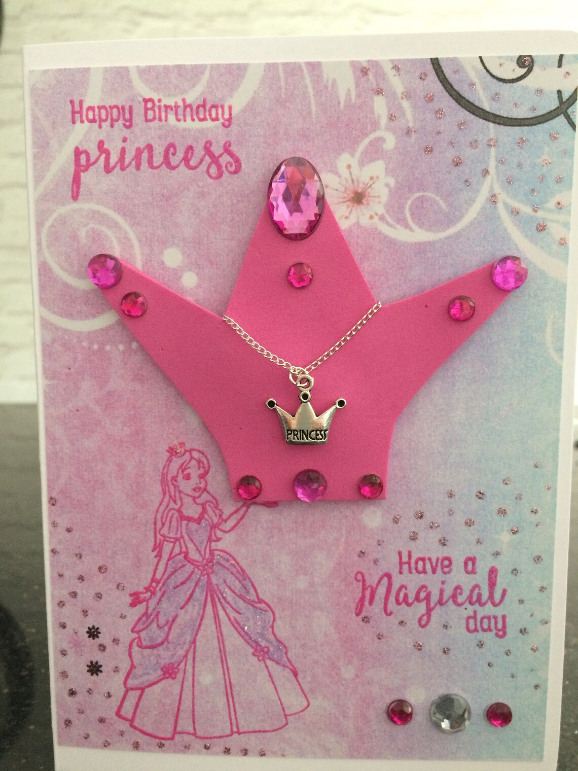 Hand Made Princess Birthday Card With Necklace - Etsy