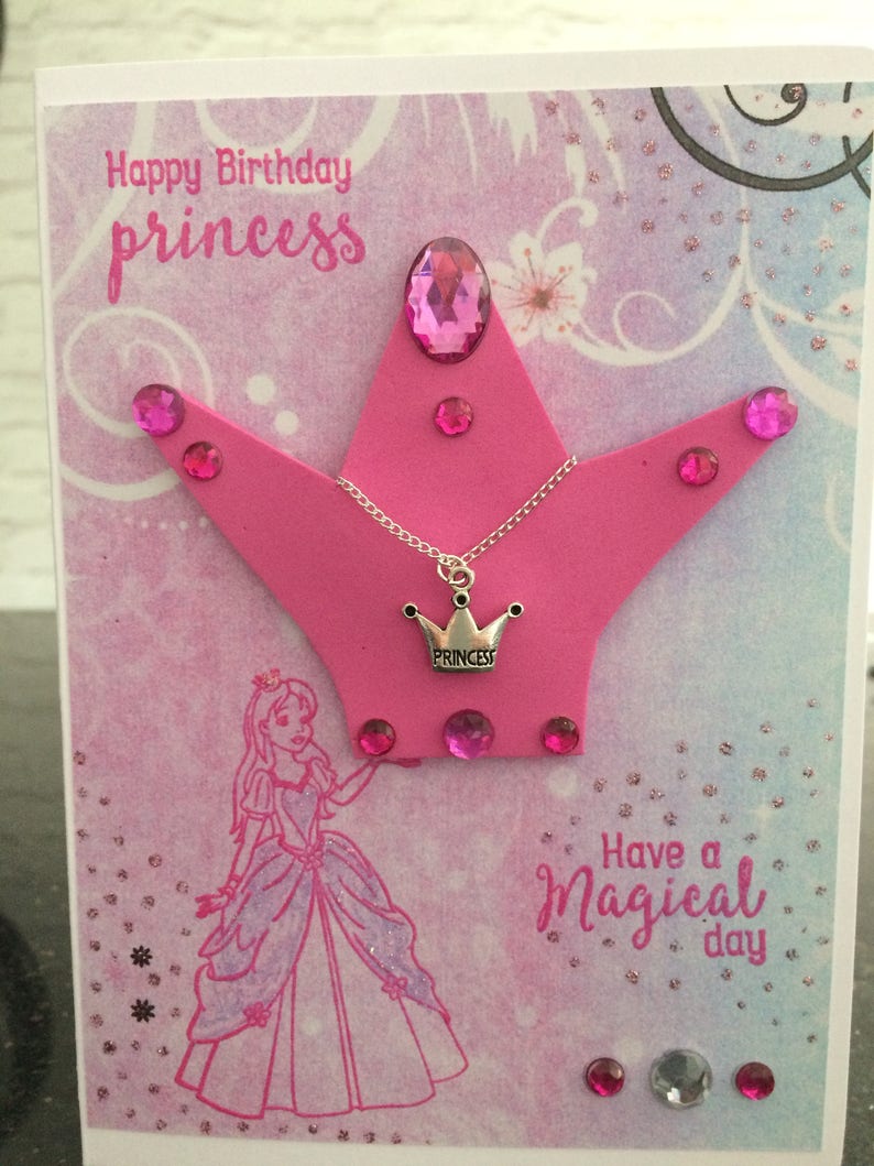 Hand Made Princess Birthday Card With Necklace - Etsy