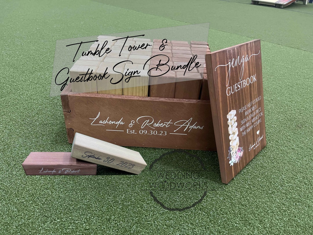 Custom Giant Tumble Tower & Guest Book Sign Bundle, Alternative Wedding ...