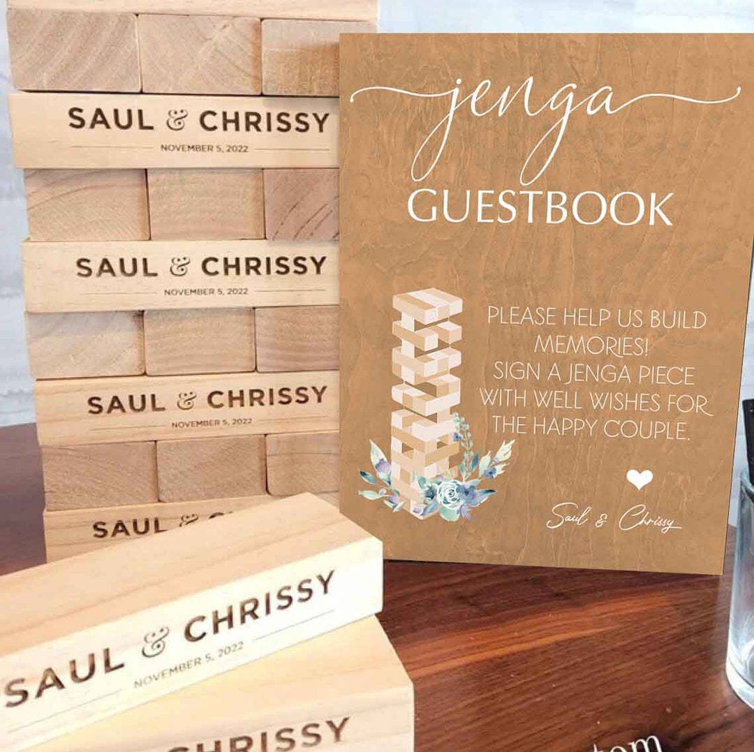 Wedding Jenga Guestbook Sign, Jenga Sign, Guest Book Wedding Sign ...