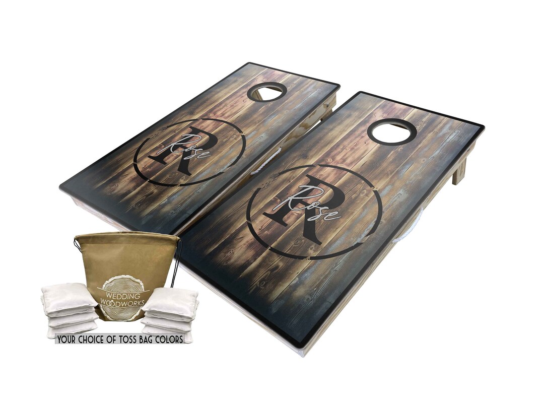 Rustic Barnwood Cornhole, Custom Cornhole Boards, Rustic Wedding ...