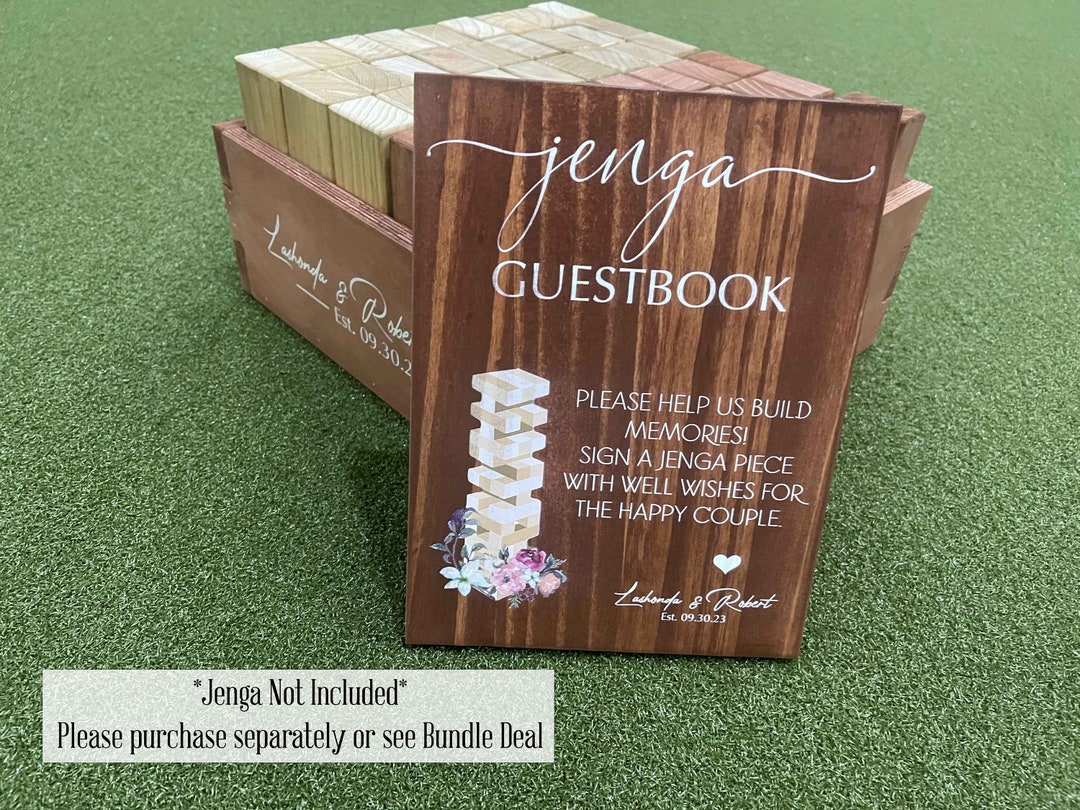 Jenga Guest Book Wooden Wedding Sign, Jenga Sign, Guest Book Wedding ...