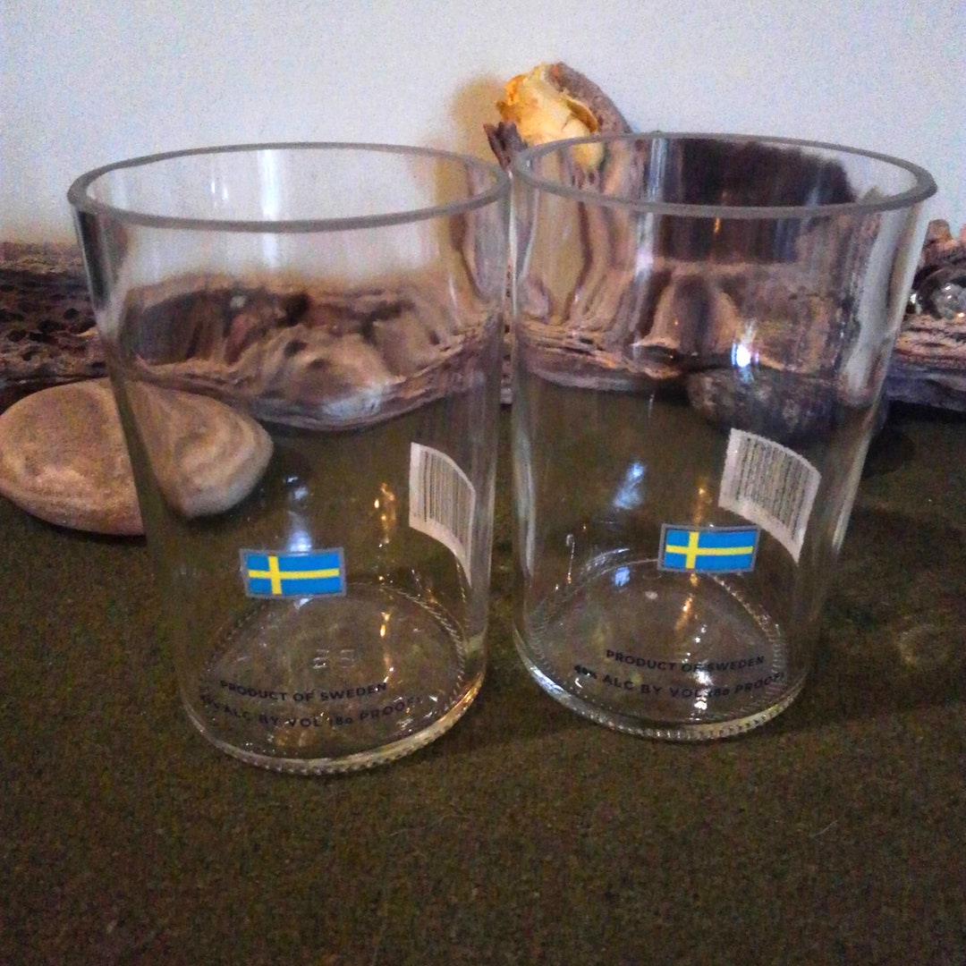 Svedka Vodka Collins Glass Set 2, Clear Fluted Glass Tumblers W ...