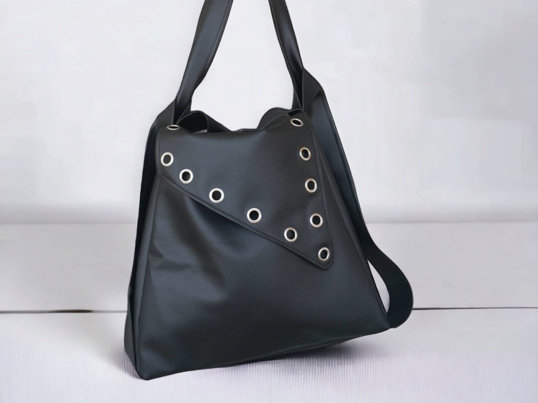 Backpack Bag in Black Synthetic Leather and Studs. Bag Convertible Into ...