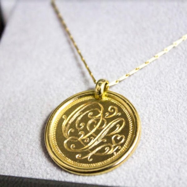 14k Gold Monogram - Etsy