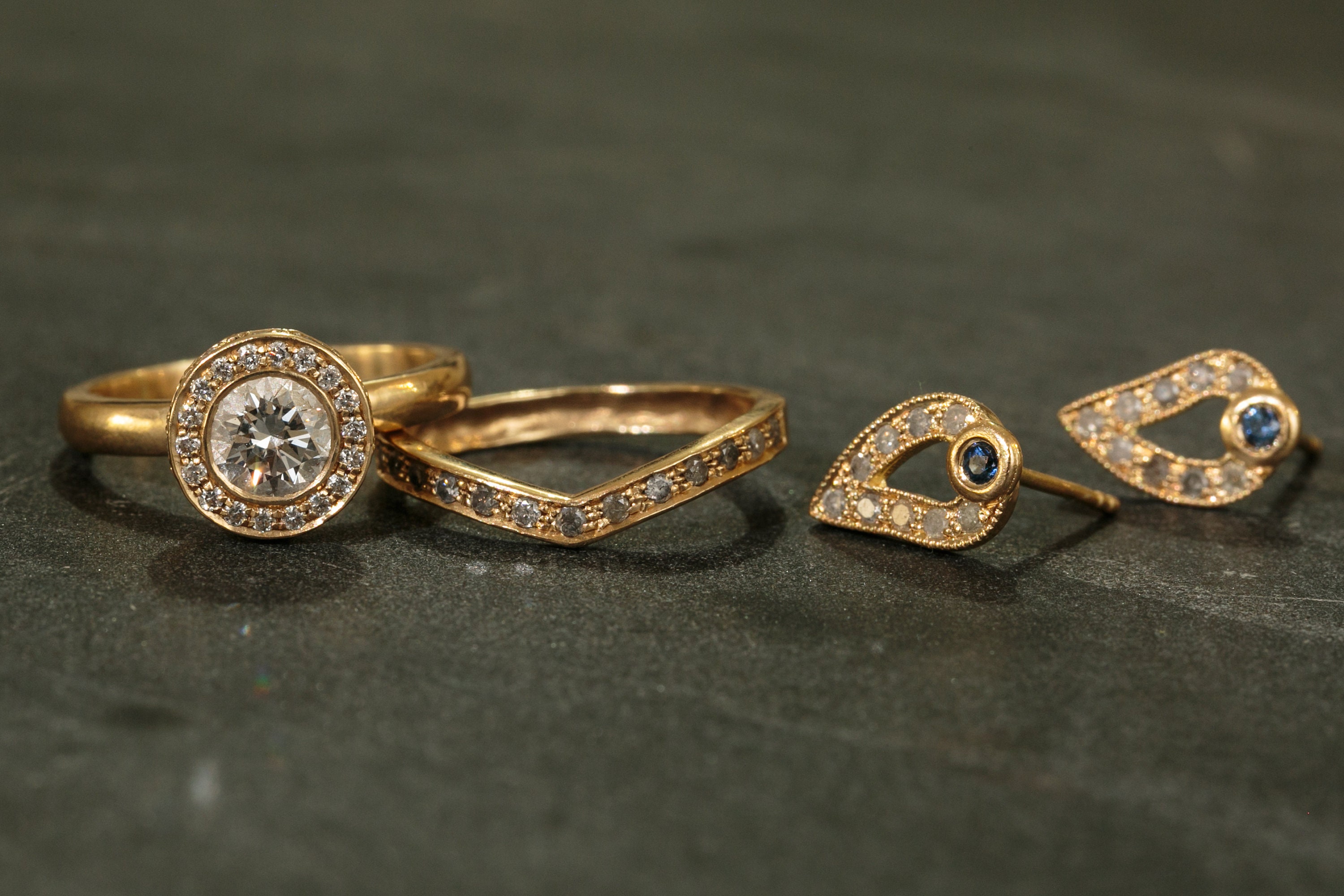 Diamond Stacking Ring Black Diamond Ring Unique Engagement - Etsy