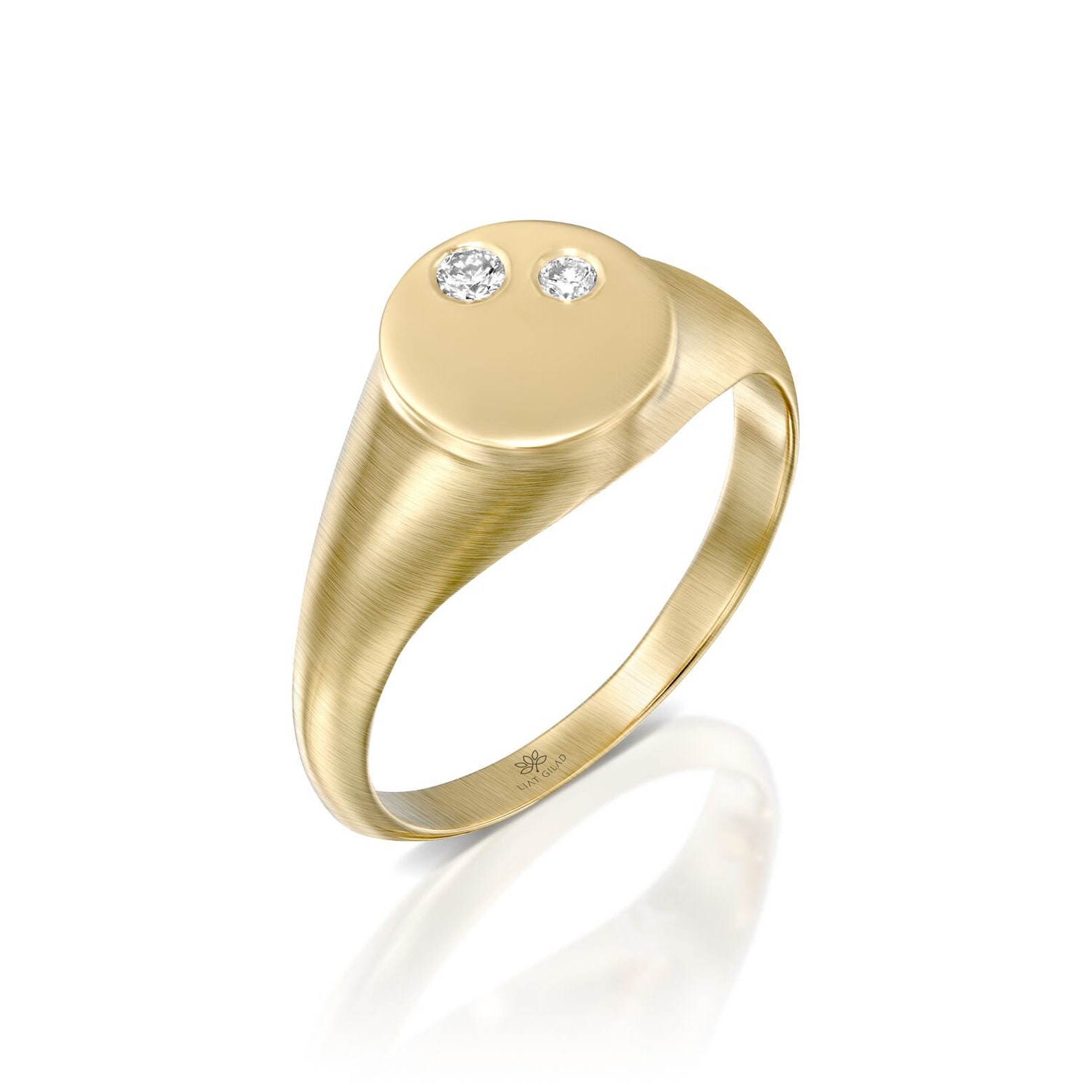 14K Gold Diamond Signet Ring, Woman Signet Ring, Gold Delicate Ring ...