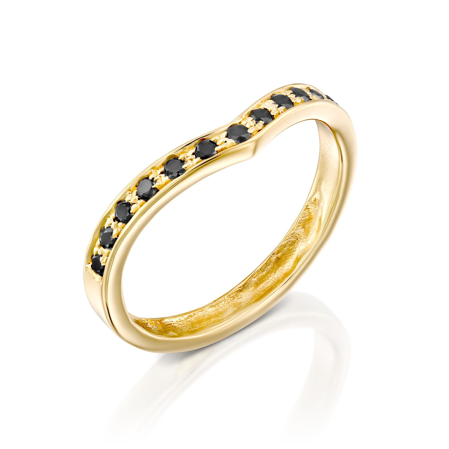 Diamond Stacking Ring Black Diamond Ring Unique Engagement - Etsy