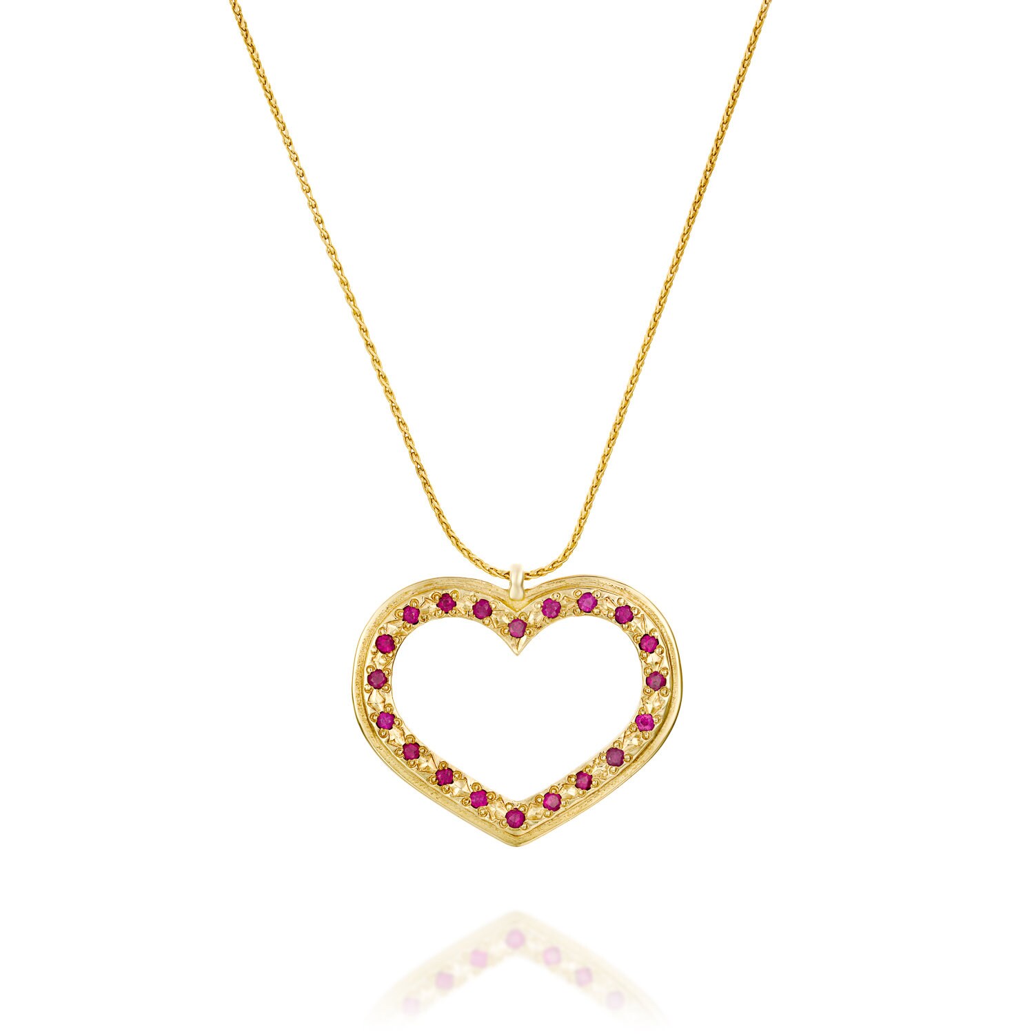 Gold Ruby Jewelry Set Gold Heart Pendant Necklace 18k Gold - Etsy