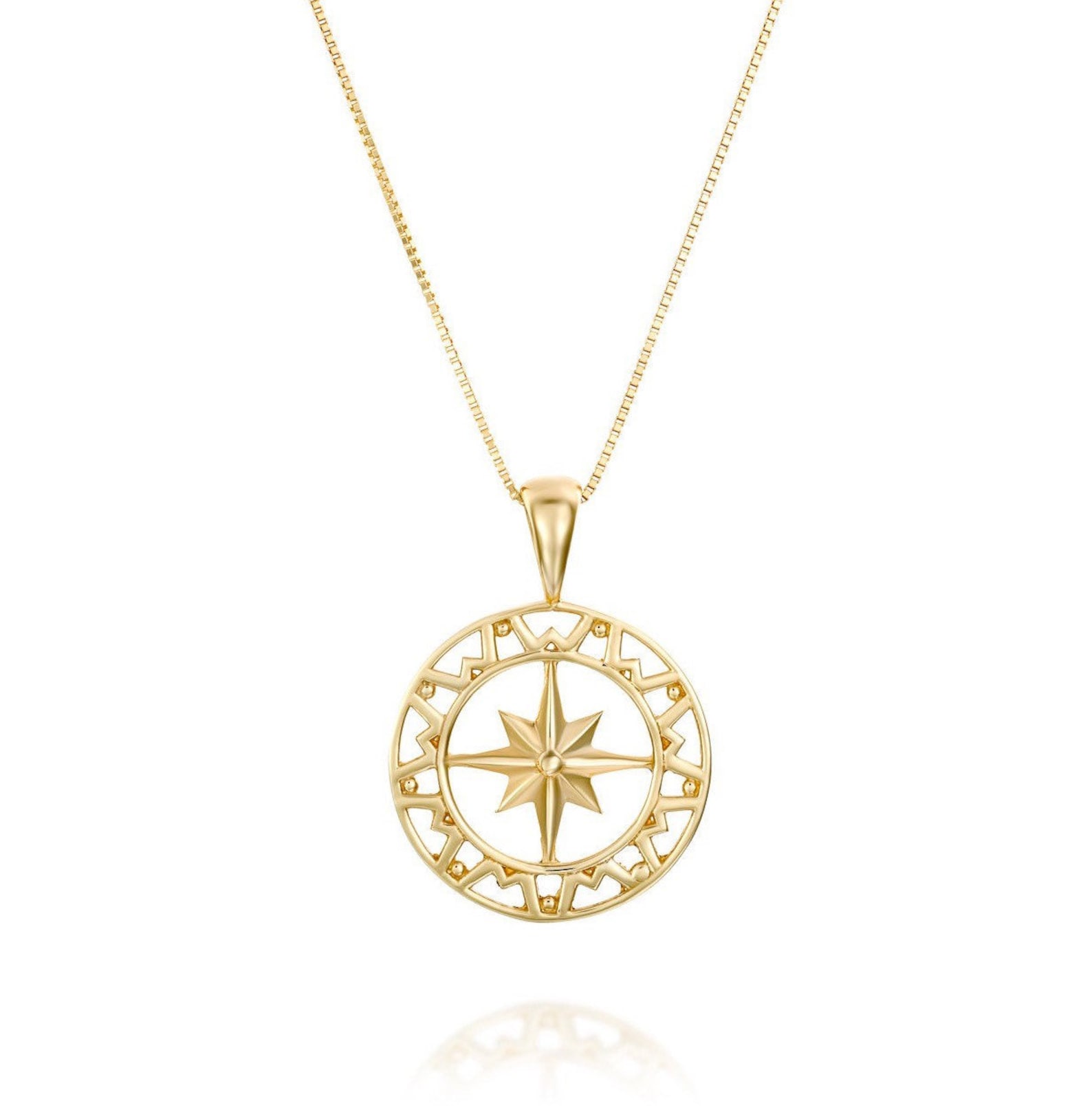 18K Gold Compass Necklace for Women Compass Pendant Gold - Etsy