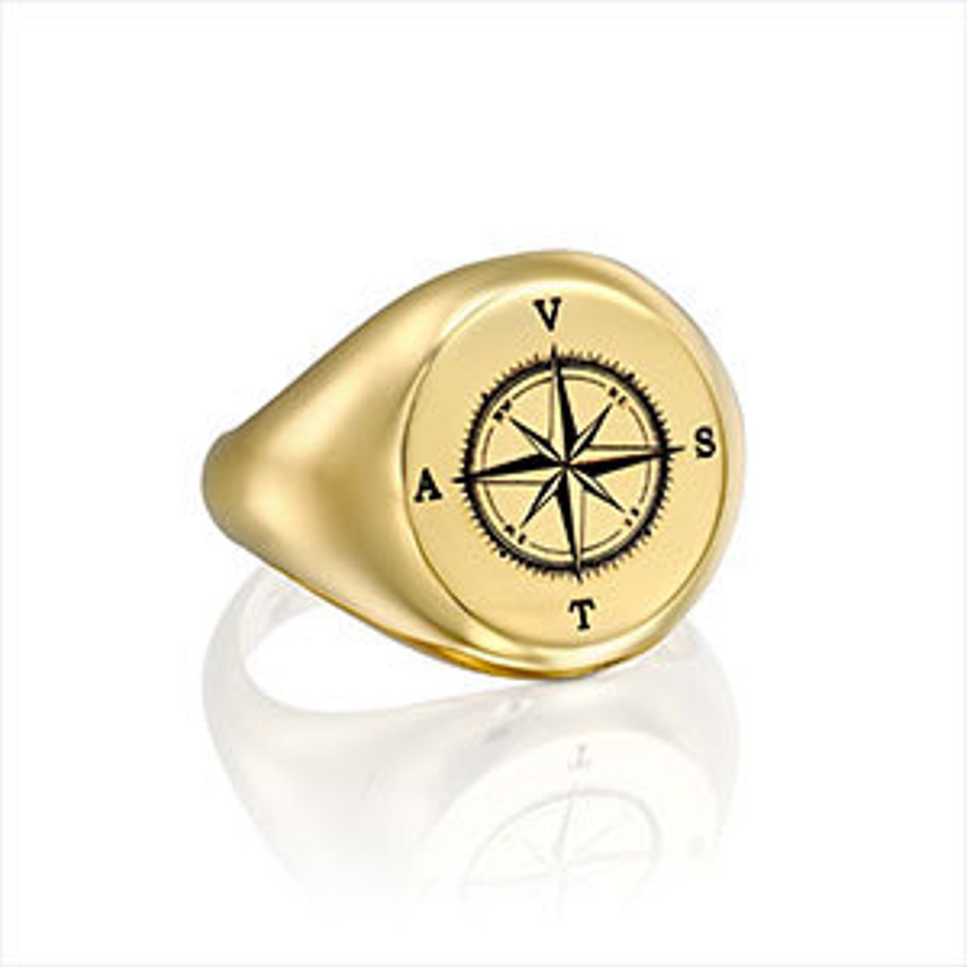 Nautical Ring Men, Navigation Ring Gift, Star Signet Pinky, Birthday ...