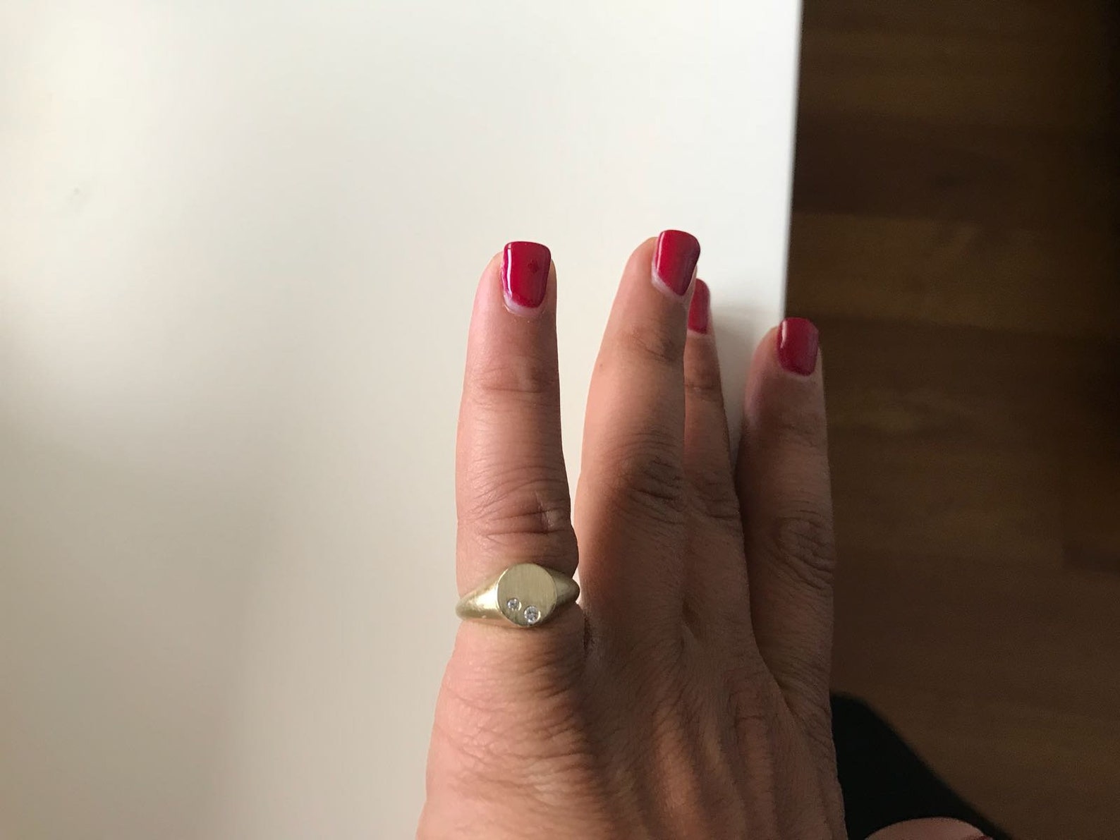 14K Gold Diamond Signet Ring Woman Signet Ring Gold Delicate - Etsy