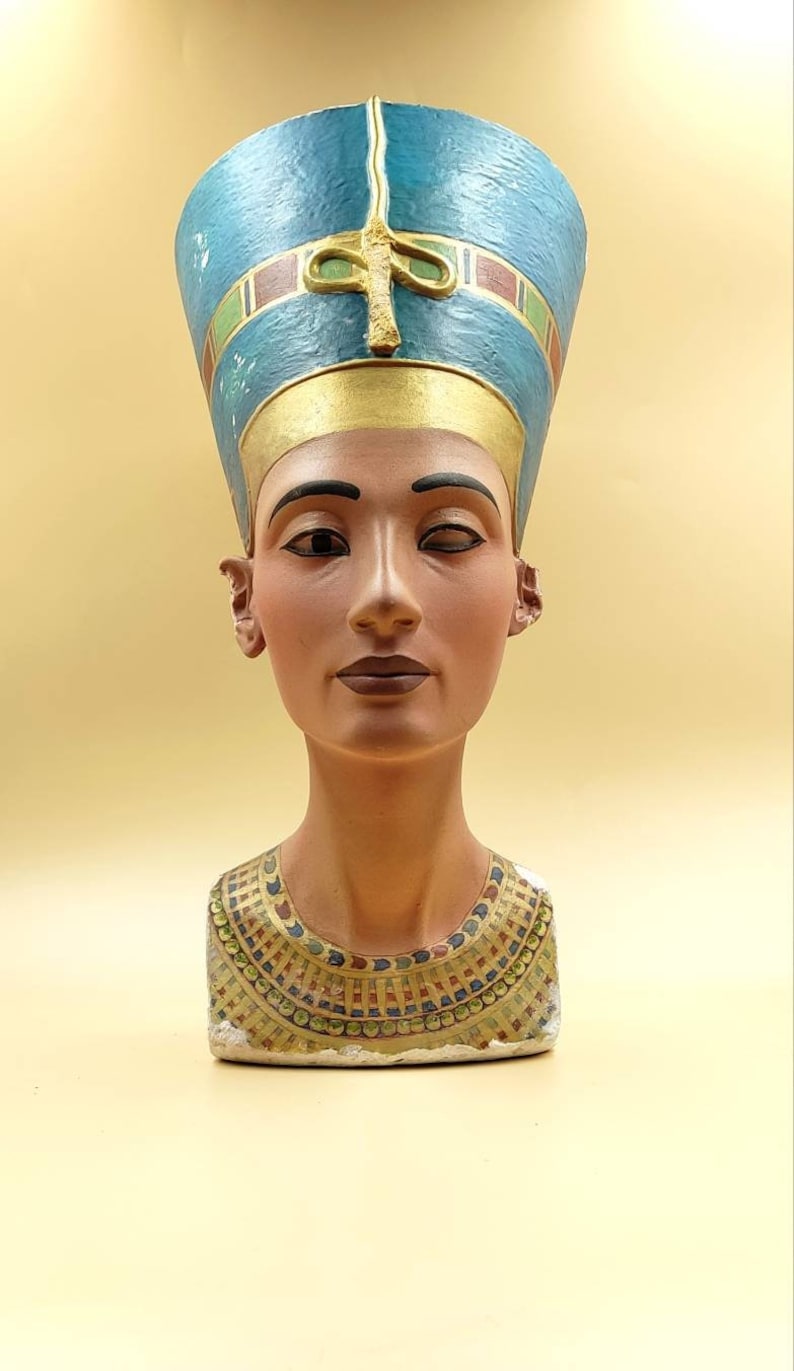 Nefertiti Bust Original Colors Statue Egyptian Queen - Etsy