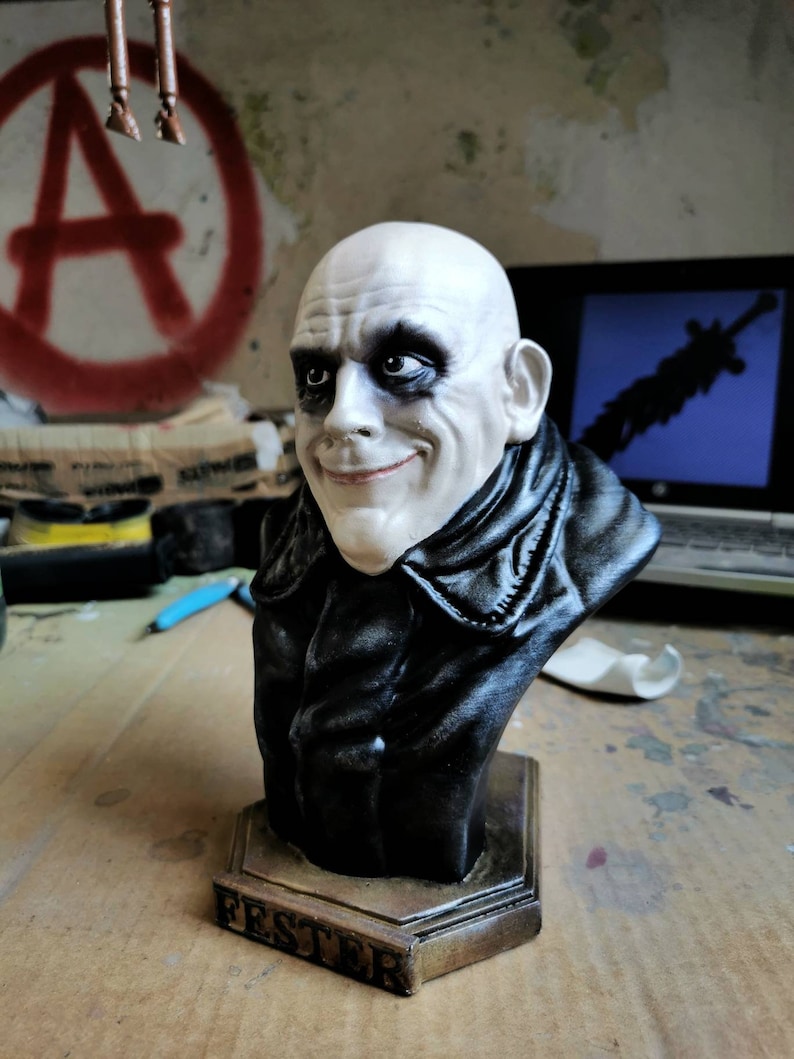 Uncle Fester Addams Bust Statue Figurine Gift Family Spooky Halloween ...