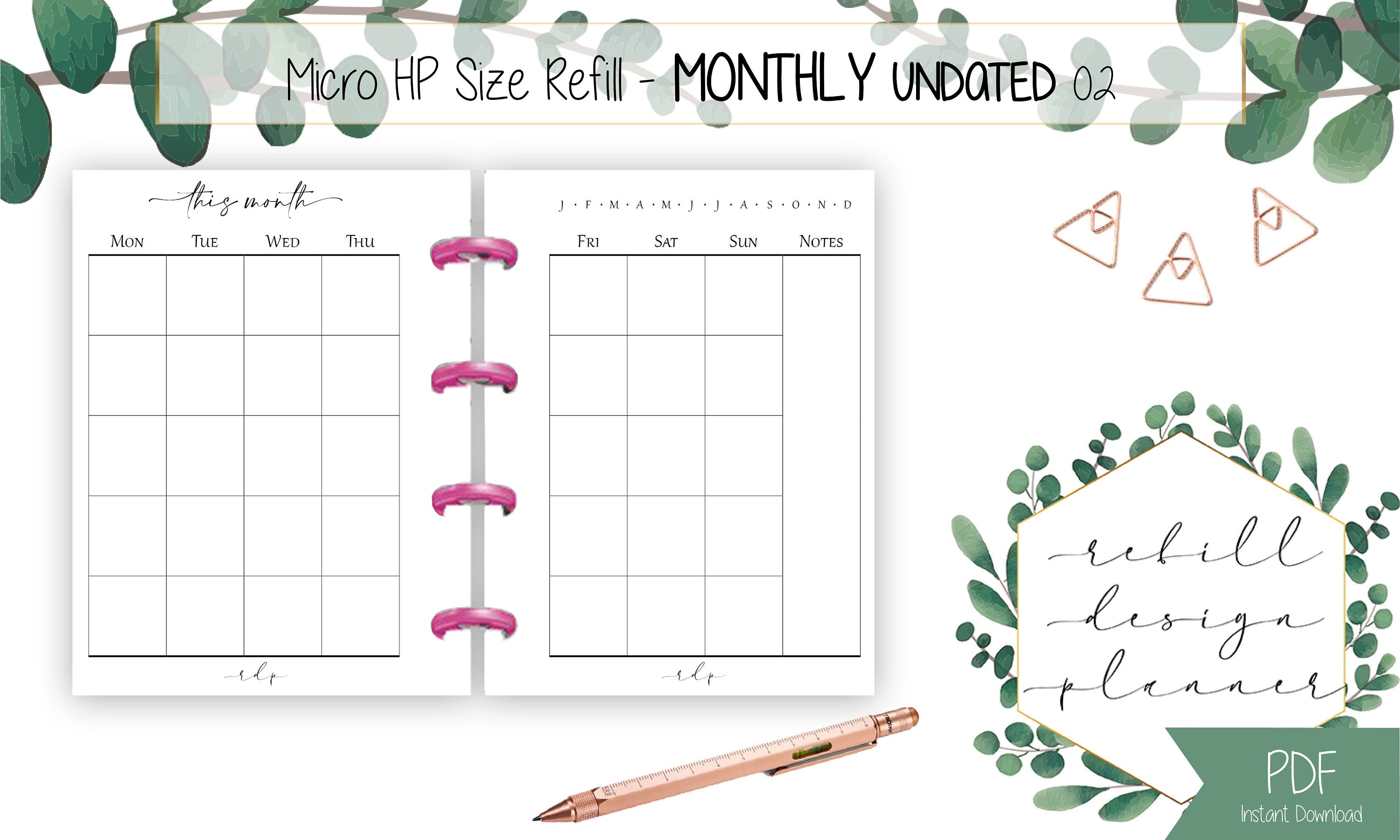 PRINTABLE Micro HP Size Printable Planner Micro HP Inserts Micro Happy ...