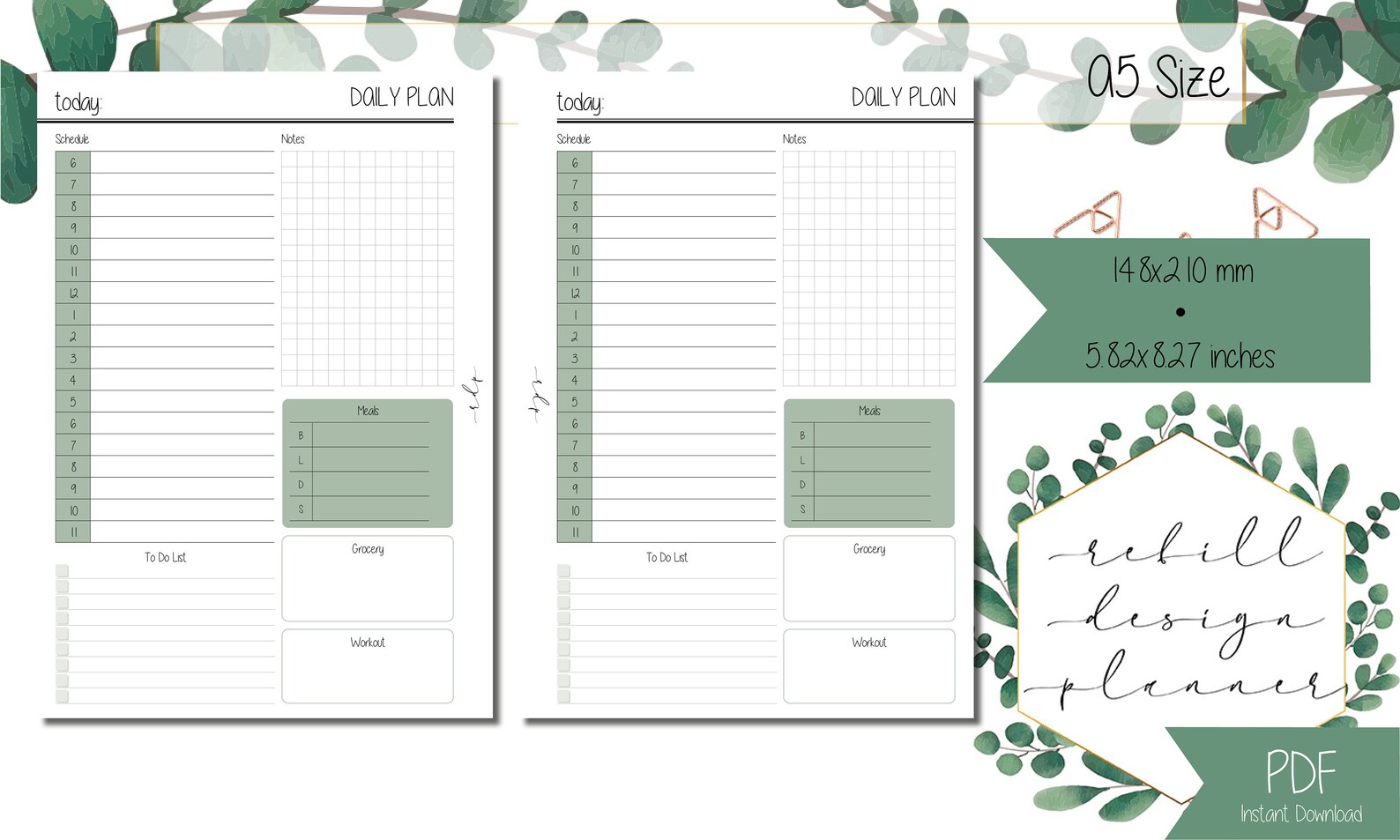 PRINTABLE A5 Size Daily Planner DO1P Day on One Page Daily Undated ...