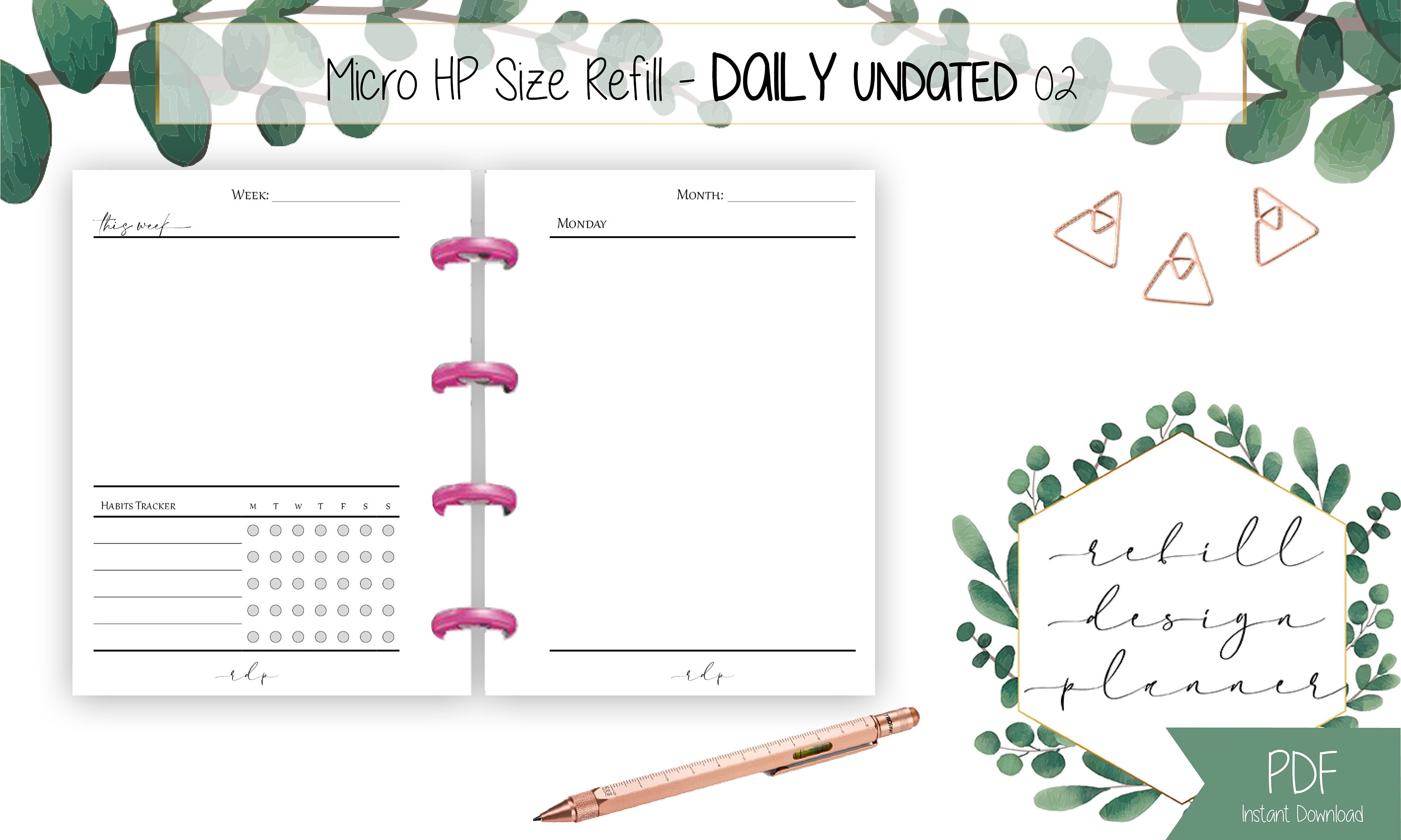 PRINTABLE Micro HP Size Printable Planner Micro HP Inserts Micro Happy ...