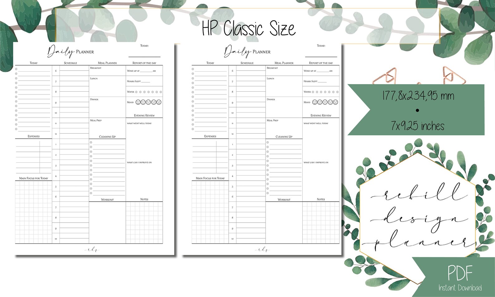 PRINTABLE HP Classic Printable Happy Planner Inserts Daily - Etsy