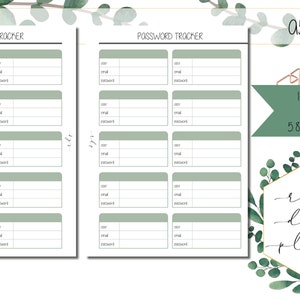 PRINTABLE A5 Size Password Tracker A5 Printable Planner - Etsy