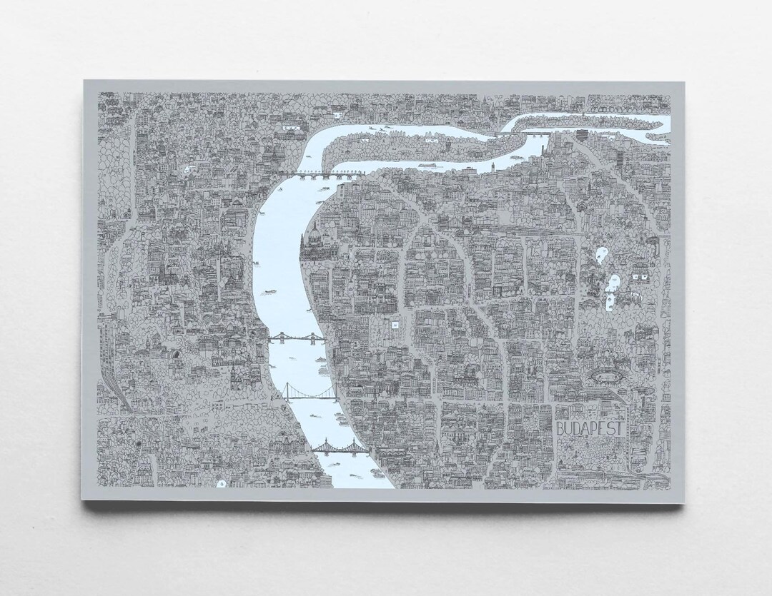 BUDAPEST Design Map Poster, Art Print - 'industrial' - Etsy