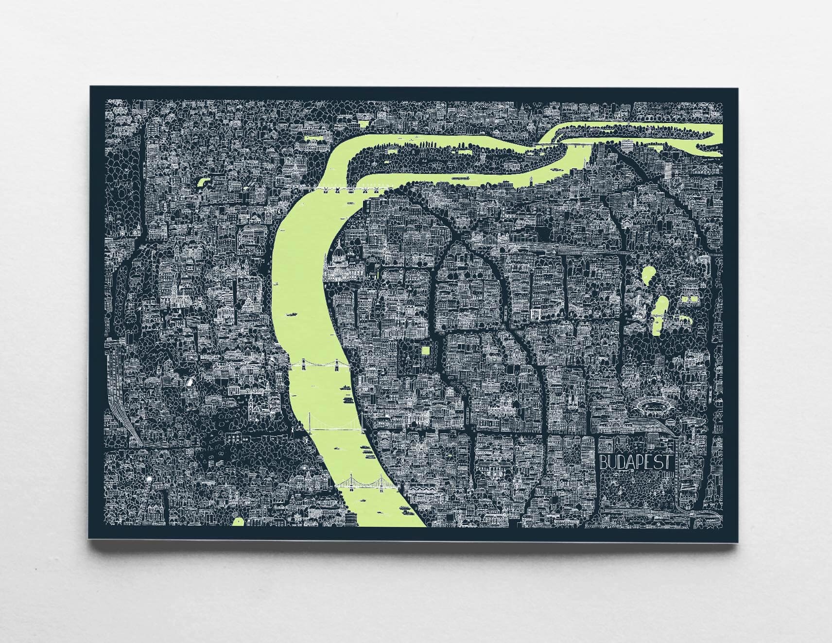 BUDAPEST Design Map Poster, Art Print - 'toxic' - Etsy