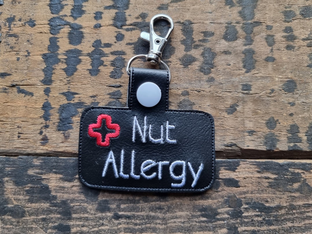 Nut Allergy Embroidered Faux Leather Medical Alert Keychain - Etsy
