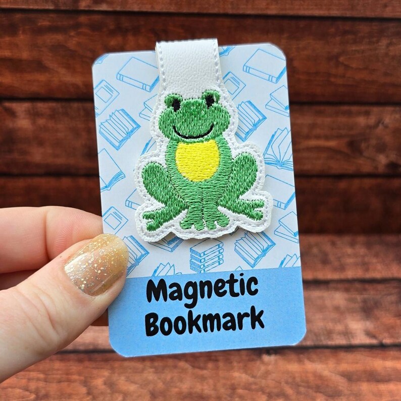 Cute Frog Magnetic Bookmark | Embroidered Bookmark | Folded Magnetic ...