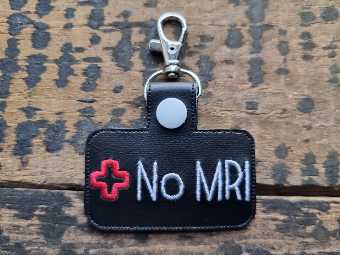 No MRI Embroidered Faux Leather Medical Alert Keychain - Etsy