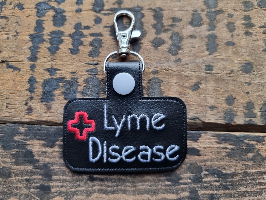 Lyme Disease Medical Alert Keychain: Embroidered Faux Leather Keyring ...