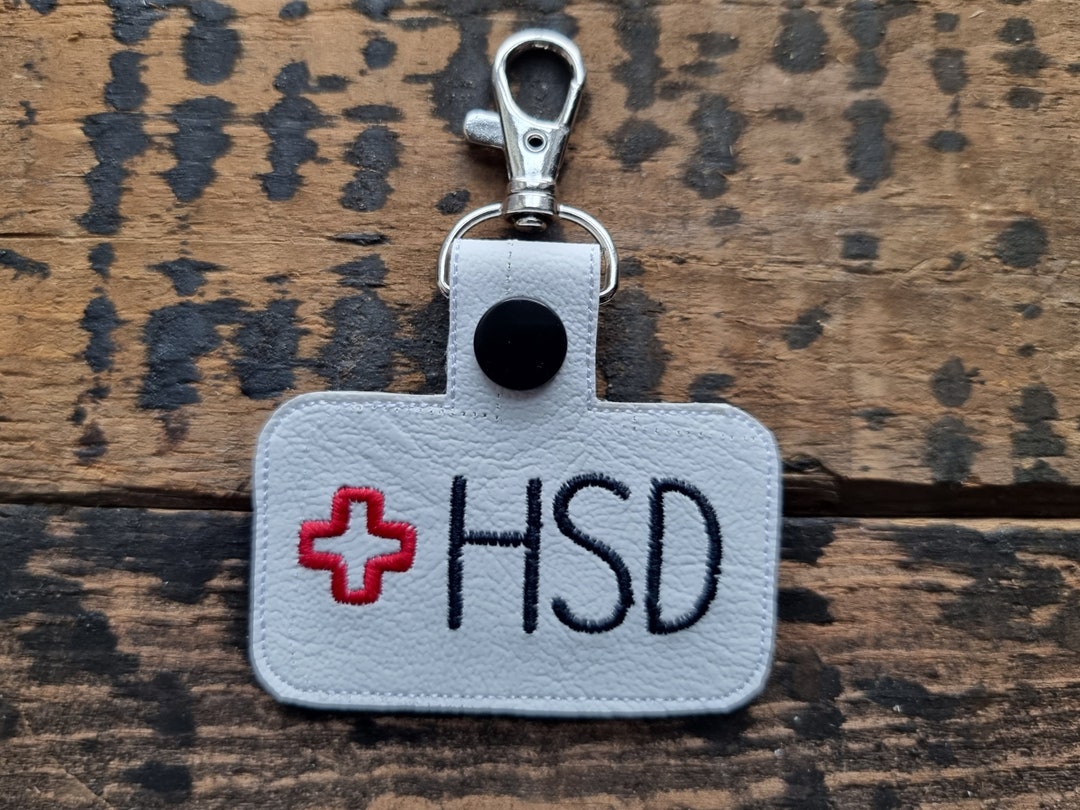 HSD Medical Alert Keychain: Embroidered Faux Leather Keyring - Etsy