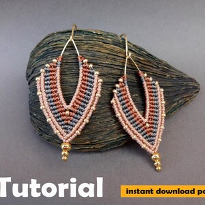 Macrame Earrings Tutorial 13, Micro Macrame Pattern, Pdf Tutorial, DIY ...