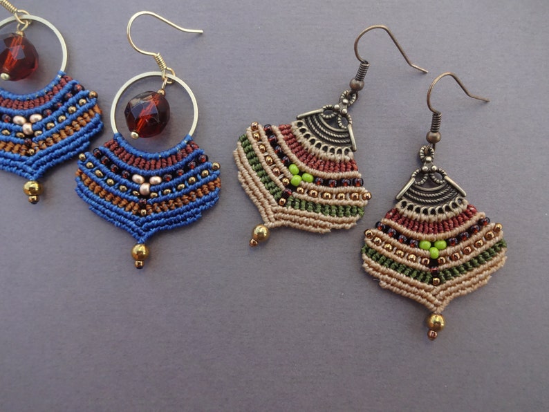 Macrame Earrings Tutorial 2, Micro Macrame Pattern, Macrame Earrings ...