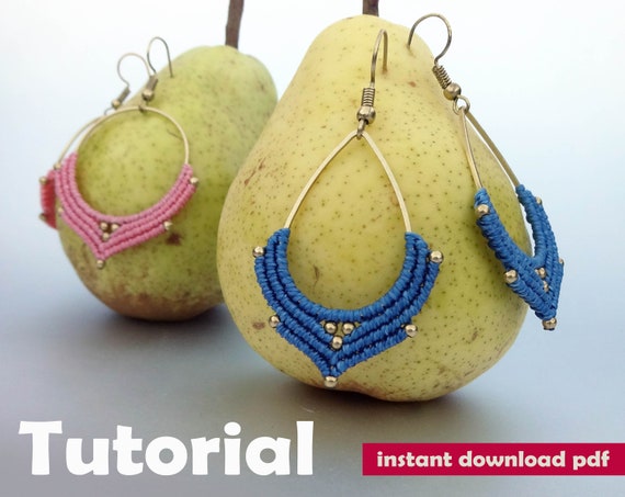 Macrame Earrings Tutorial 10 Micro Macrame Pattern Pdf | Etsy