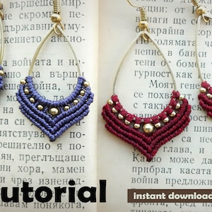 Macrame Earrings Tutorial 9, Micro Macrame Pattern, Pdf Tutorial, DIY Macrame Earrings, Macrame ...