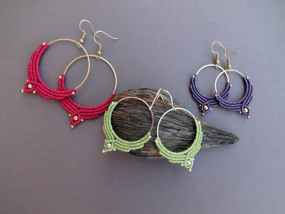 Macrame Earrings Tutorial 5 Micro Macrame Pattern Pdf - Etsy