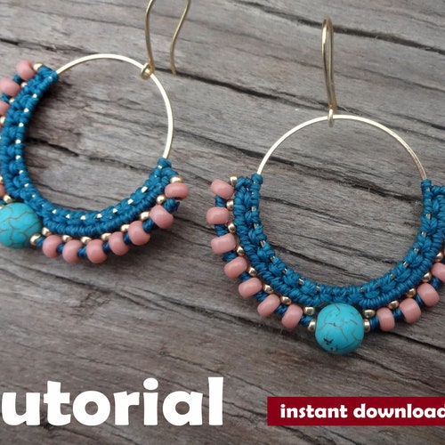 PDF Tutorial Macrame Earrings DIY Step-by-step Pattern - Etsy
