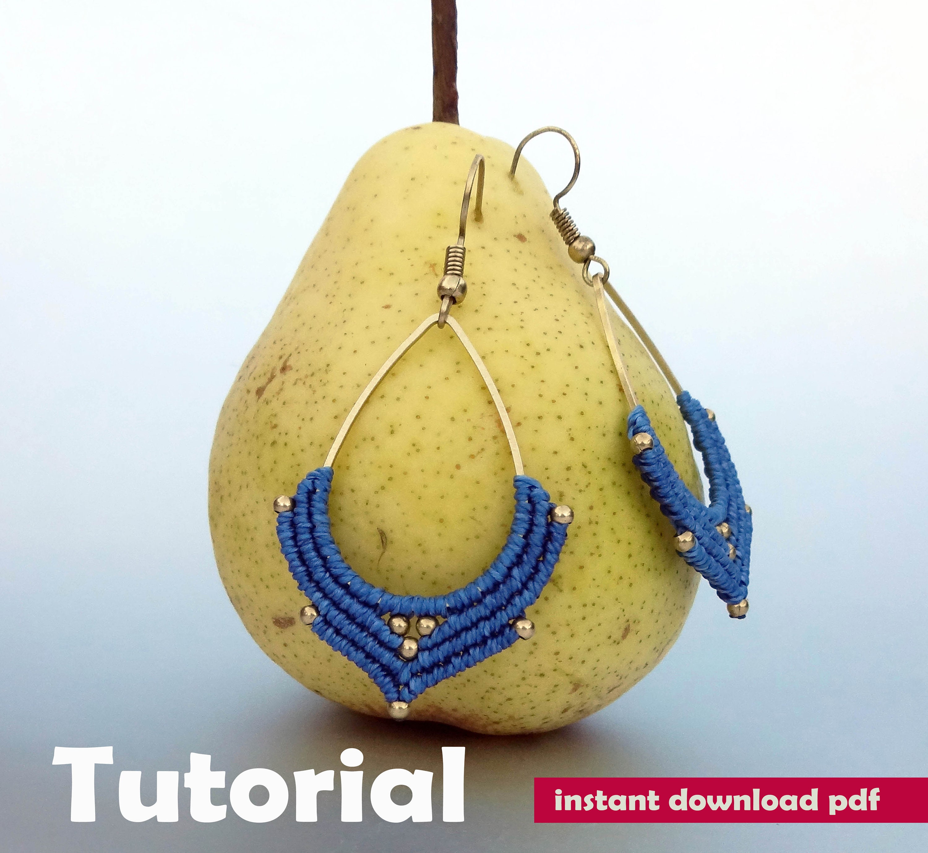Macrame earrings tutorial 10 micro macrame pattern pdf | Etsy