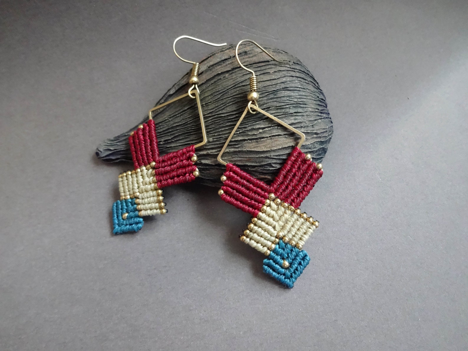 Macrame Earrings Tutorial 12, Photo Pattern, Pdf Tutorial, DIY Macrame ...