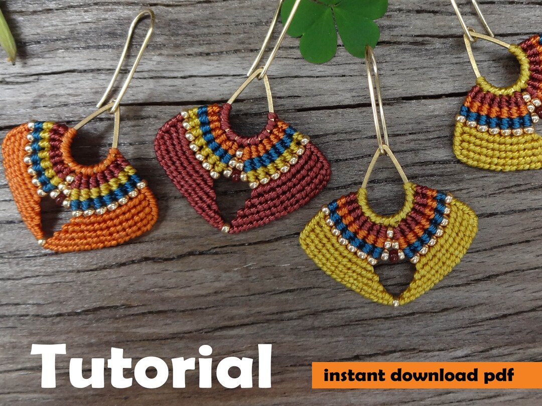 Macrame Earrings Tutorial 1, Micro Macrame Pattern, Pdf Tutorial, DIY ...