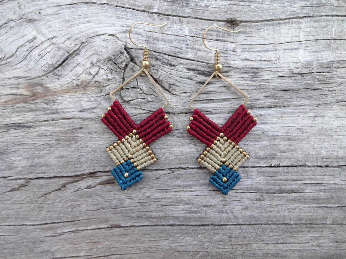Macrame Earrings Tutorial 12, Photo Pattern, Pdf Tutorial, DIY Macrame ...