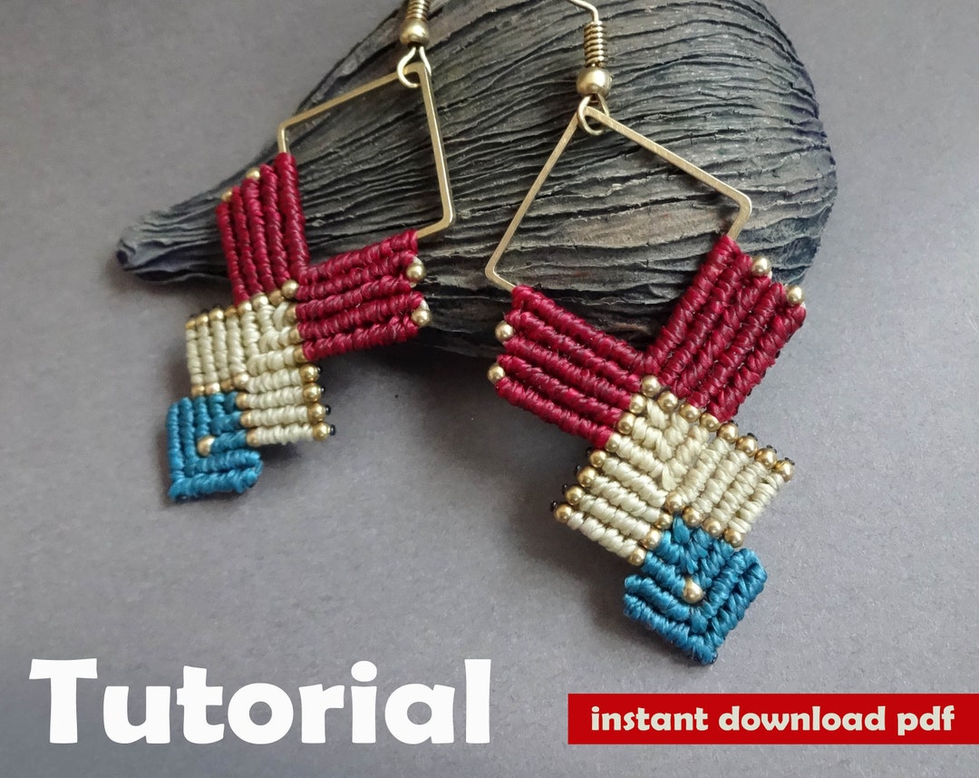 Macrame Earrings Tutorial 12, Photo Pattern, Pdf Tutorial, DIY Macrame ...