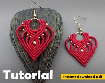 Macrame Earrings Tutorial 11, Micro Macrame Pattern, Pdf Tutorial, DIY Macrame Earrings, Macrame ...