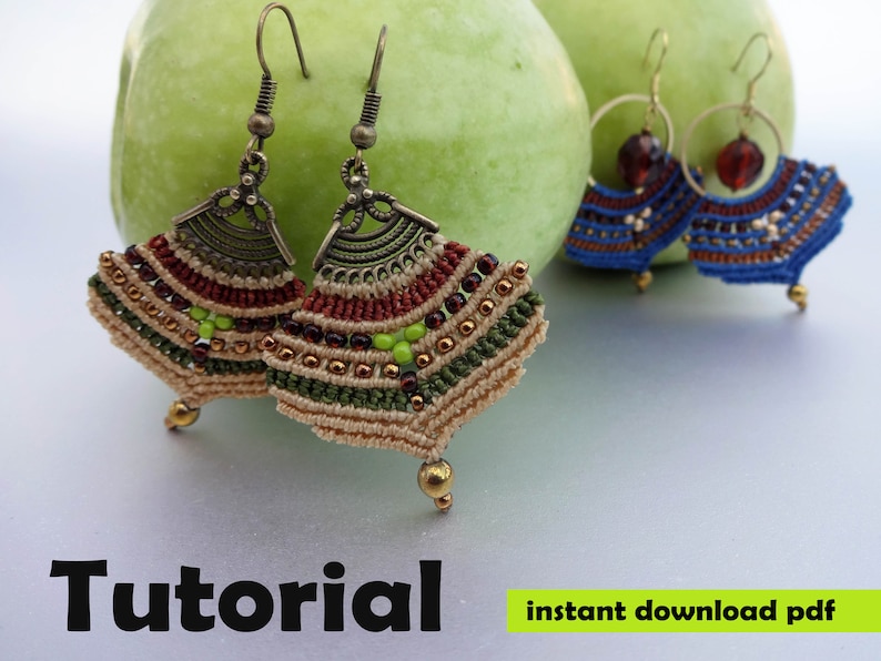 Macrame Earrings Tutorial 2, Micro Macrame Pattern, Macrame Earrings ...