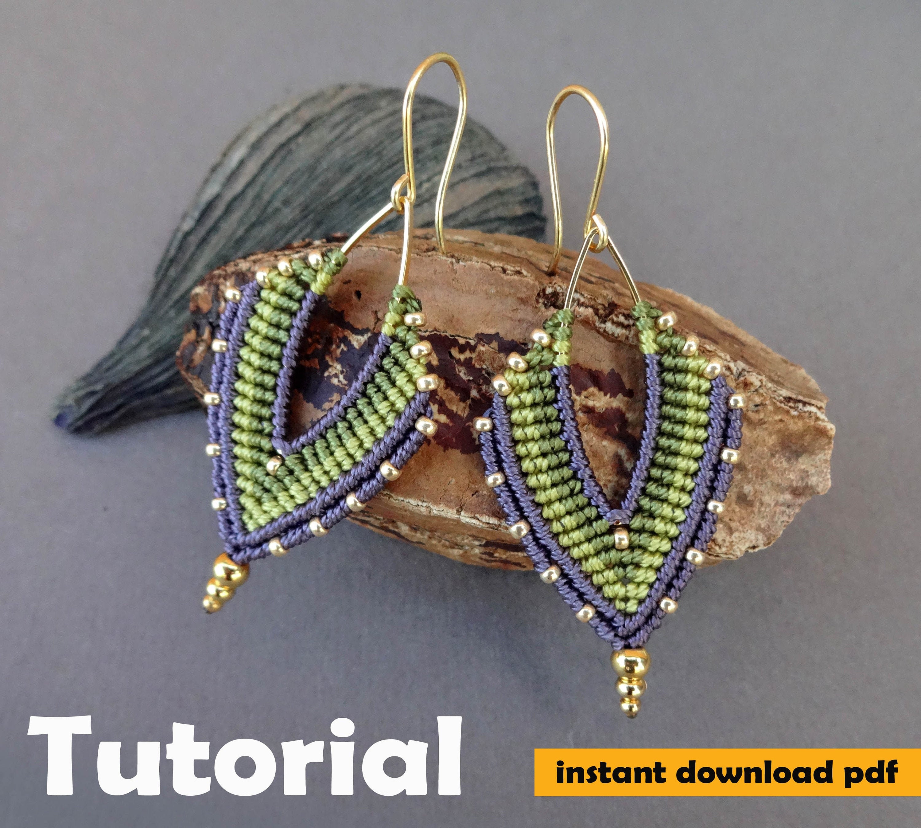 Macrame earrings tutorial 13 micro macrame pattern pdf | Etsy