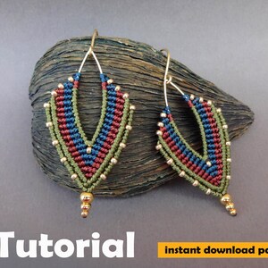 Macrame Earrings Tutorial 13, Micro Macrame Pattern, Pdf Tutorial, DIY ...