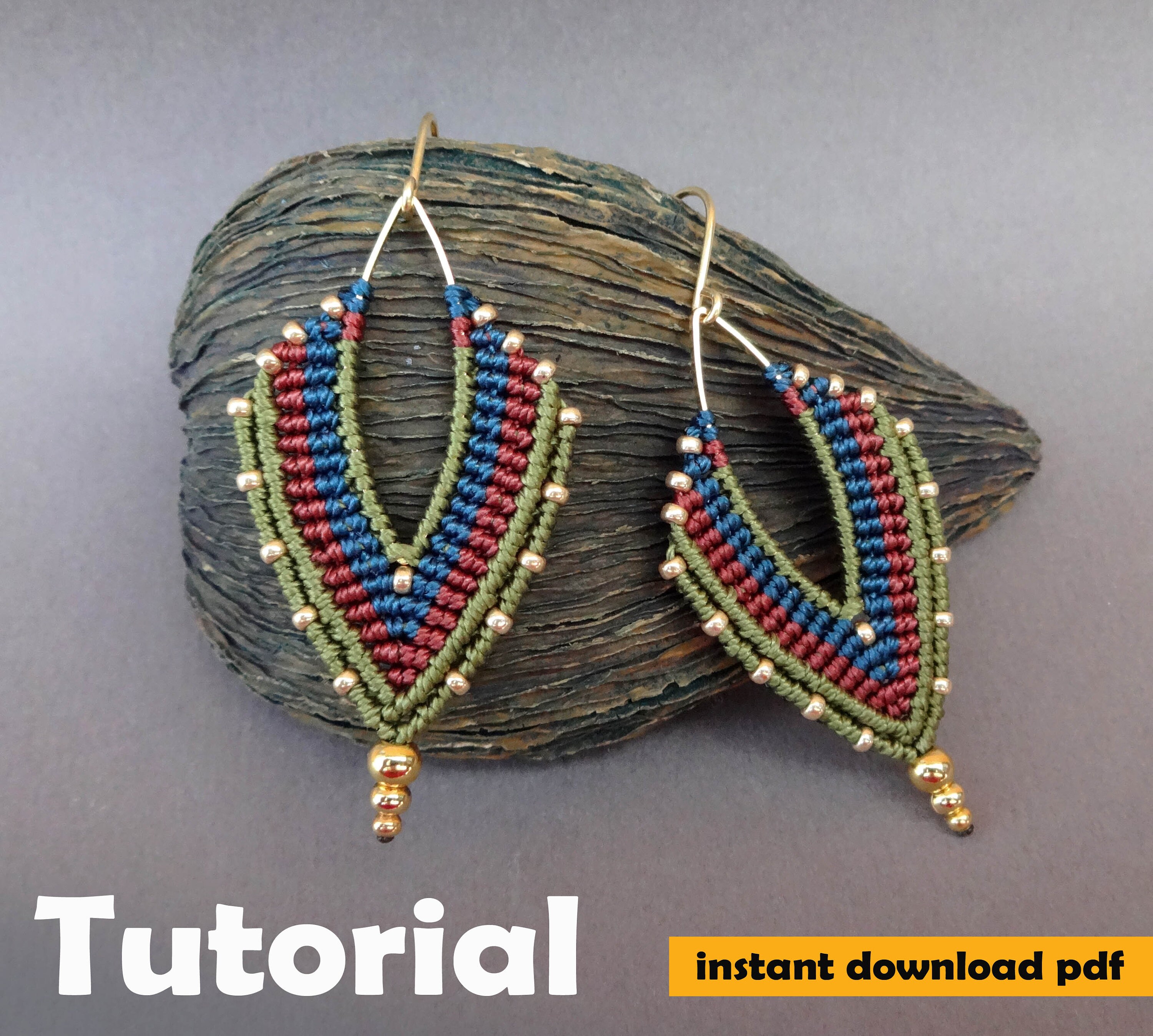 Macrame Earrings Tutorial 13 Micro Macrame Pattern Pdf - Etsy