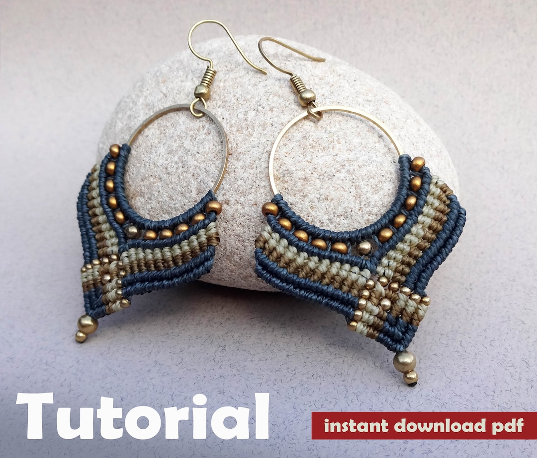 Macrame Earrings Tutorial 11, Micro Macrame Pattern, Pdf Tutorial, DIY ...